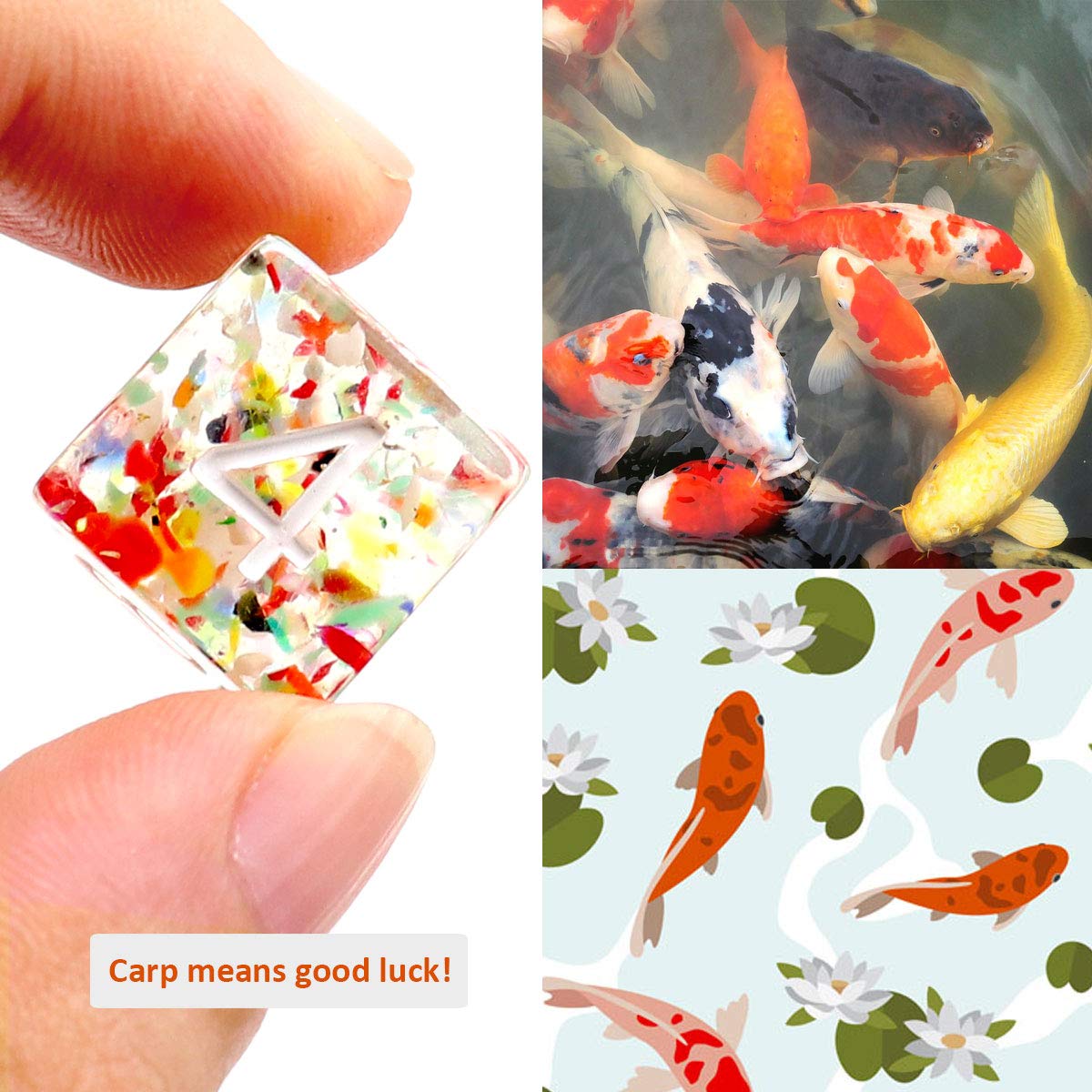 Haxtec Christmas Dice Resin DND Dice Set 7PCS Polyhedral D&D Dice Role Playing Dice Games as Dungeons and Dragons-Eternal Carp