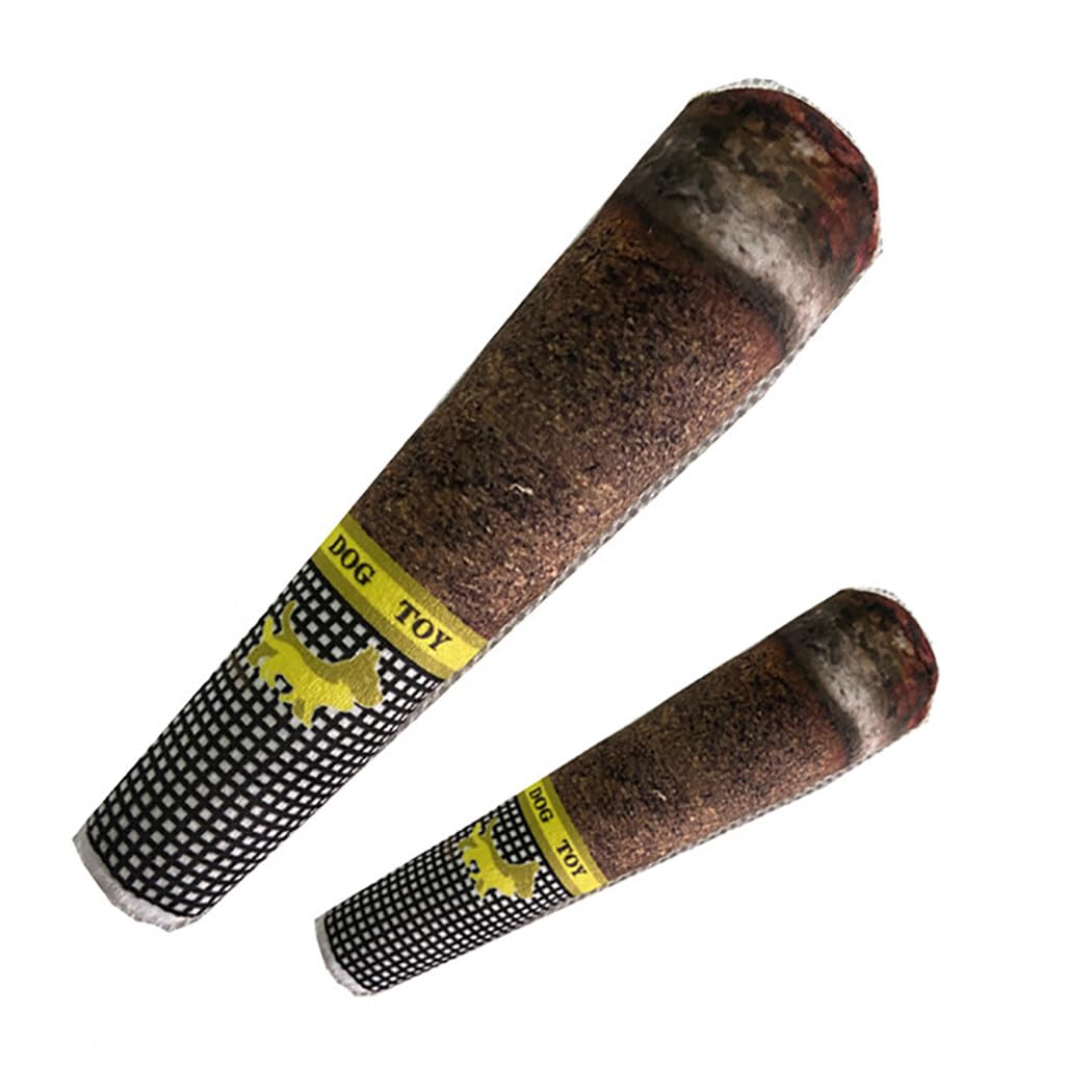 Squeaky Stuffed Cigar Shaped Toy for Dogs - Plush, Lifelike, and Fun Chewable Novelty Pet Accessory