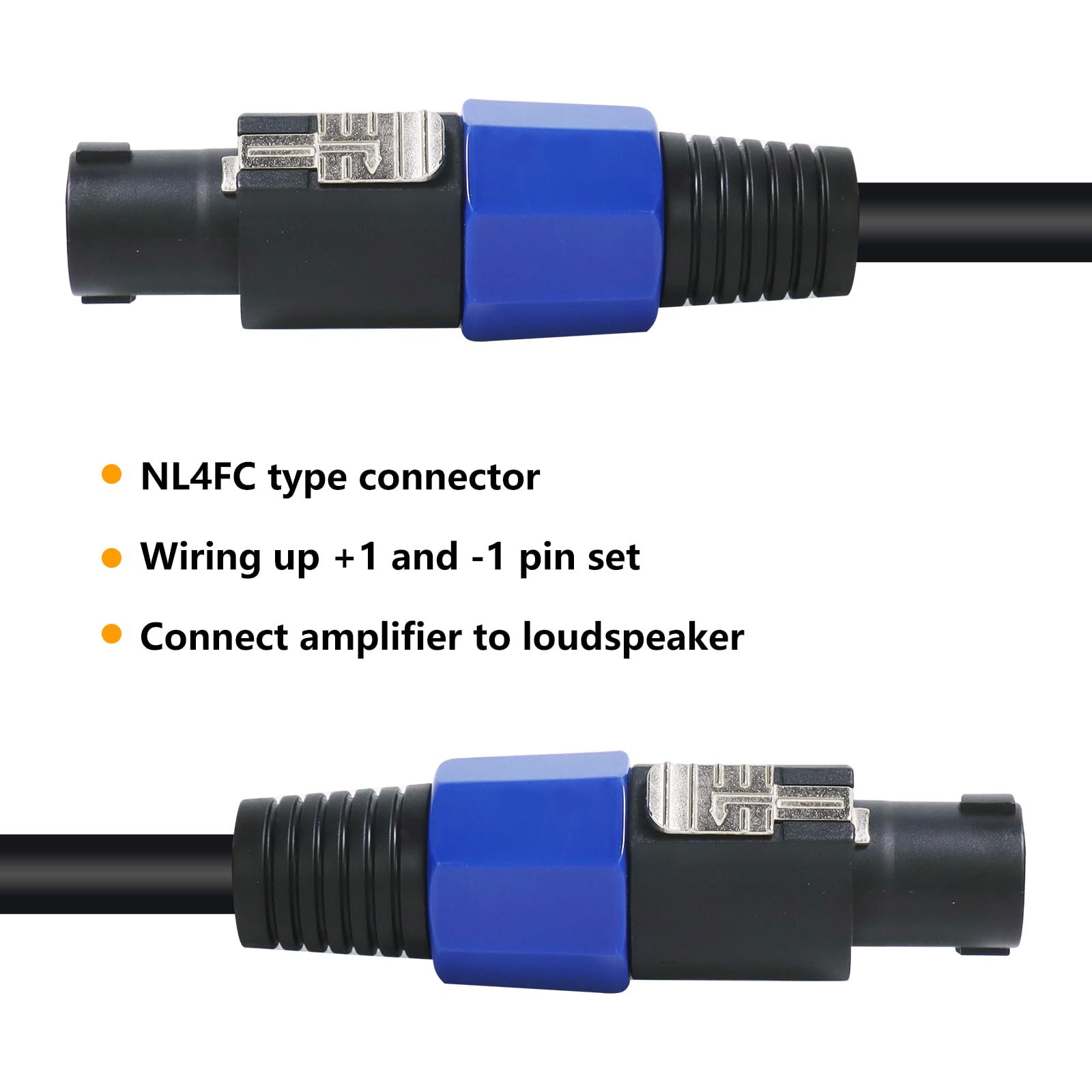 HBU 10 Feet Pack of 2 SpeakOn Cables - 2pcs DJ PA Speak-ON to Speakon Cable - Studio, Stage, Loudspeaker, Cabinet to Amplifier Audio Jack Wiring with Twist Lock