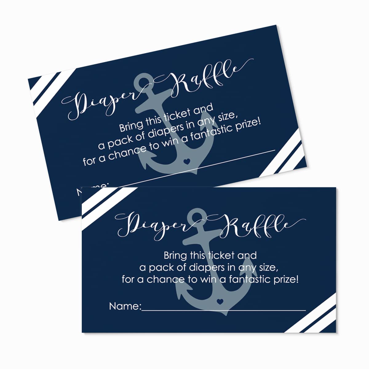 Paper Clever Party Nautical Diaper Raffle Tickets (25 Pack) Boys Baby Shower Games for Drawing Prizes - Invitation Insert Guests to Fill-In β Anchor Theme Blue - 2x3.5 Printed Card Set