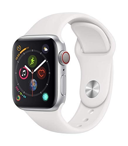 Apple Watch Series 4 (GPS, 40MM) - Silver Aluminum Case with White Sport Band (Renewed Premium)