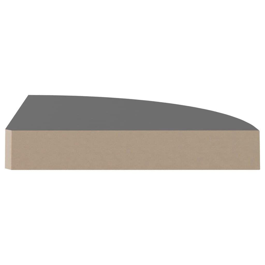 homiuse Floating Corner Shelves 2 pcs High Gloss Gray 9.8"x9.8"x1.5" MDF Shelves for Wall Decor Small Wood Shelf for Bedroom Living Room Laundry Room Bookshelf Wall Hanging Shelves Lack Shelf