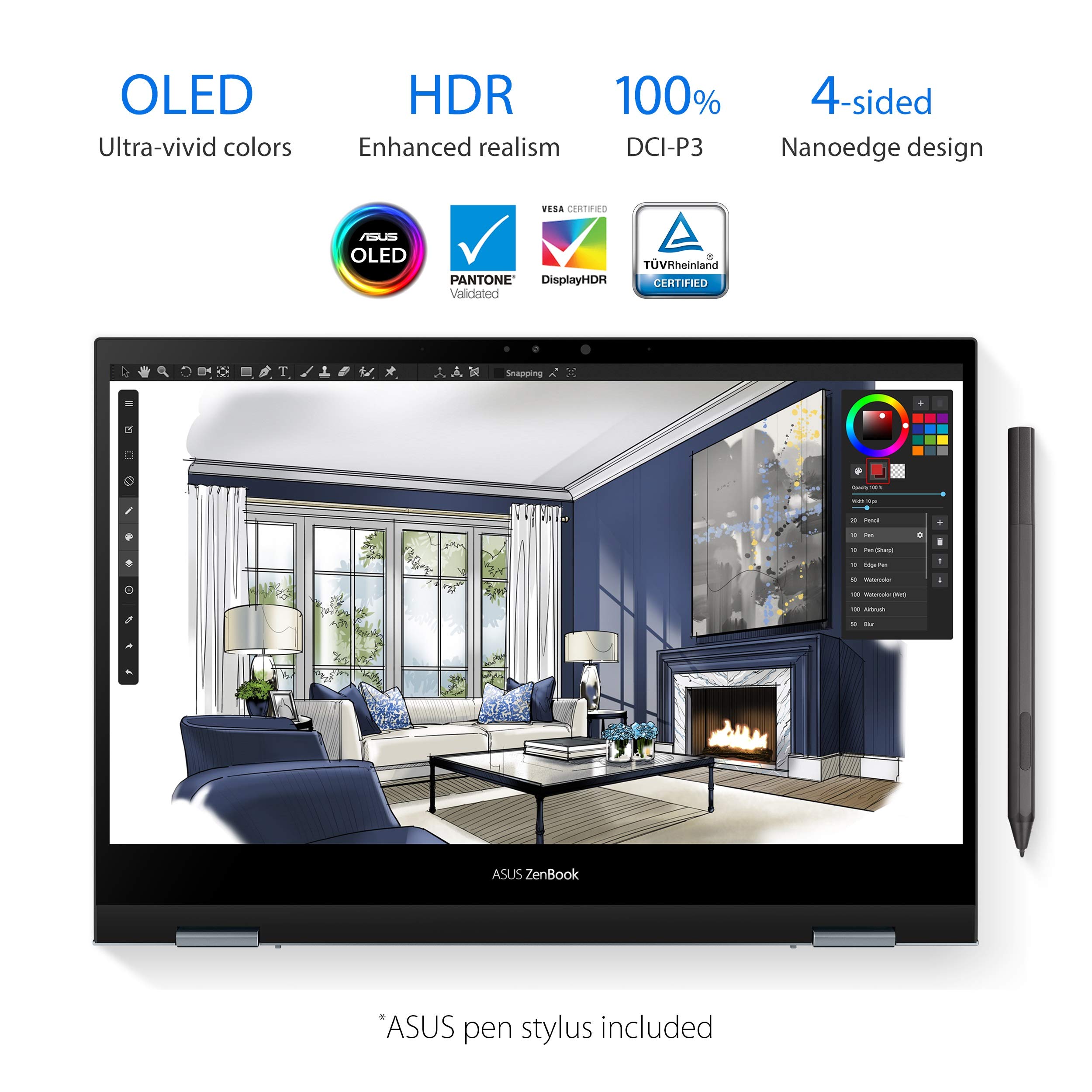 ASUS ZenBook Flip 13 OLED Ultra Slim Convertible Laptop, 13.3” OLED Touch, Intel Evo Platform Core i7-1165G7, 16GB RAM, 512GB SSD, Windows 10 Pro, AI Noise-Cancellation, Pine Grey, UX363EA-XB71T