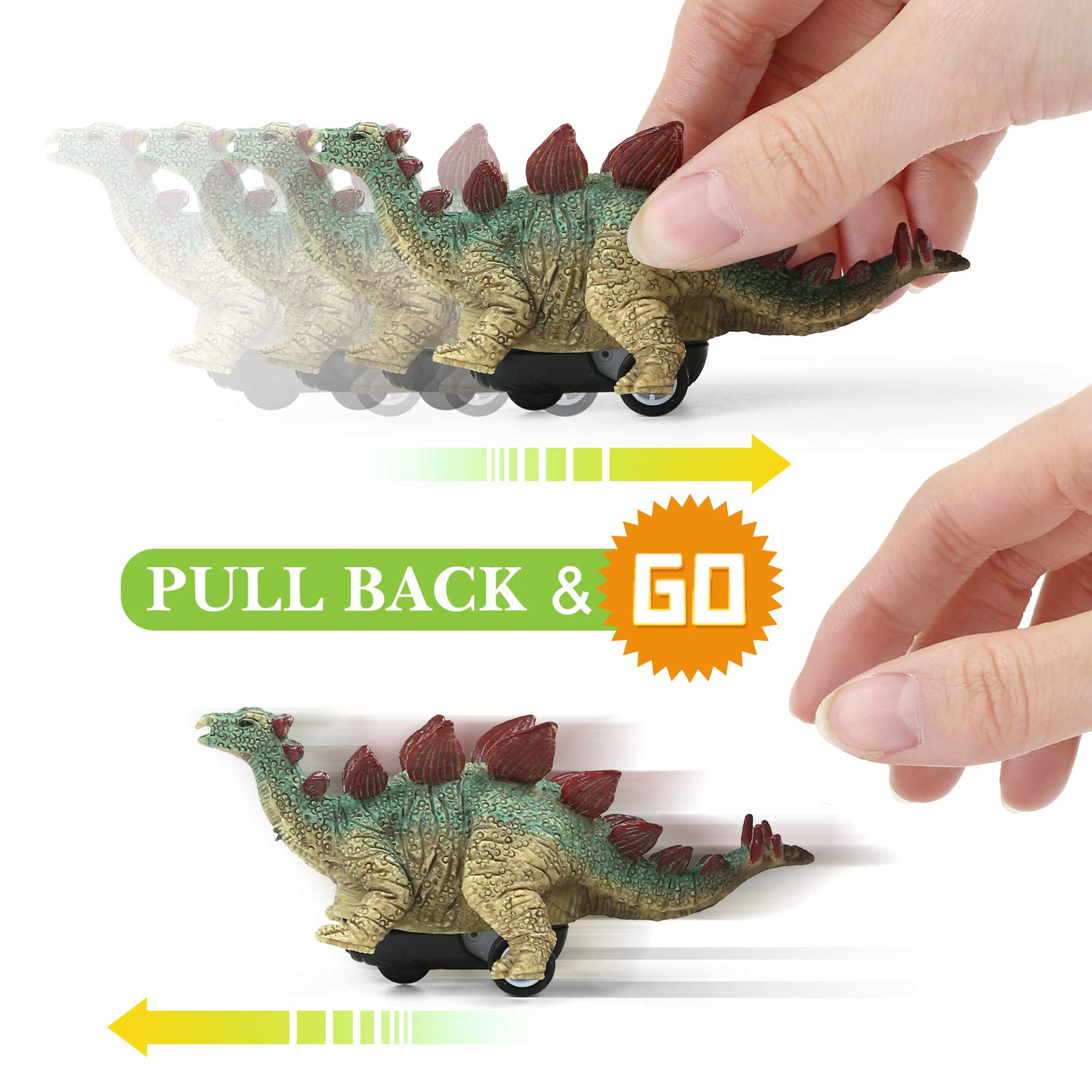 LIHAO 12 Pack Dinosaur Pull Back Cars with Jumbo Eggs, Filled Easter Eggs with Toy Inside for Easter Basket Stuffers, Party Favors, Egg Hunt Dinosaur Birthday Party Favors Supplies
