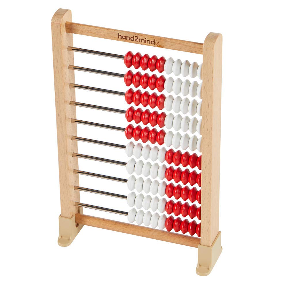 hand2mind Mini 100 Bead Wooden Rekenrek, Abacus for Kids Math, Math Manipulatives Kindergarten, Counting Rack for Kids, Counters for Kids Math, Educational Toys for Elementary Kids (Set of 1)