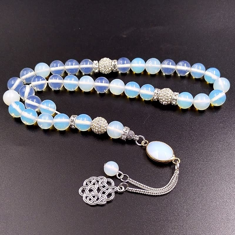 ALBASHAN opal stone silver accessories Women's Tasbih 33 66 99 100 beads Muslim Misbaha Girl's Bracelet Islam Rosary (8mm*99beads)