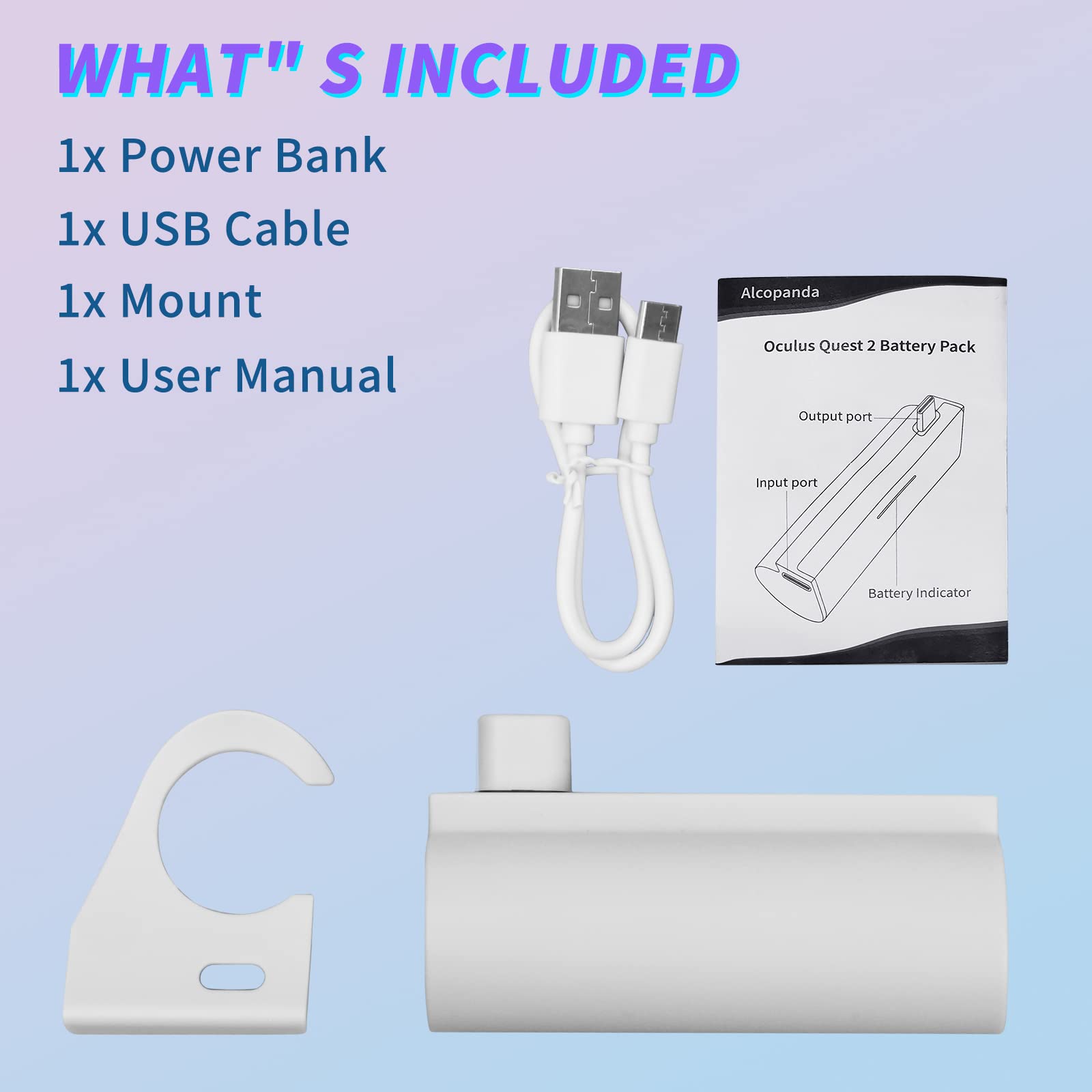 alcopanda 1*Battery Pack for Oculus Quest 2+1*Charging Dock for Meta Quest 2
