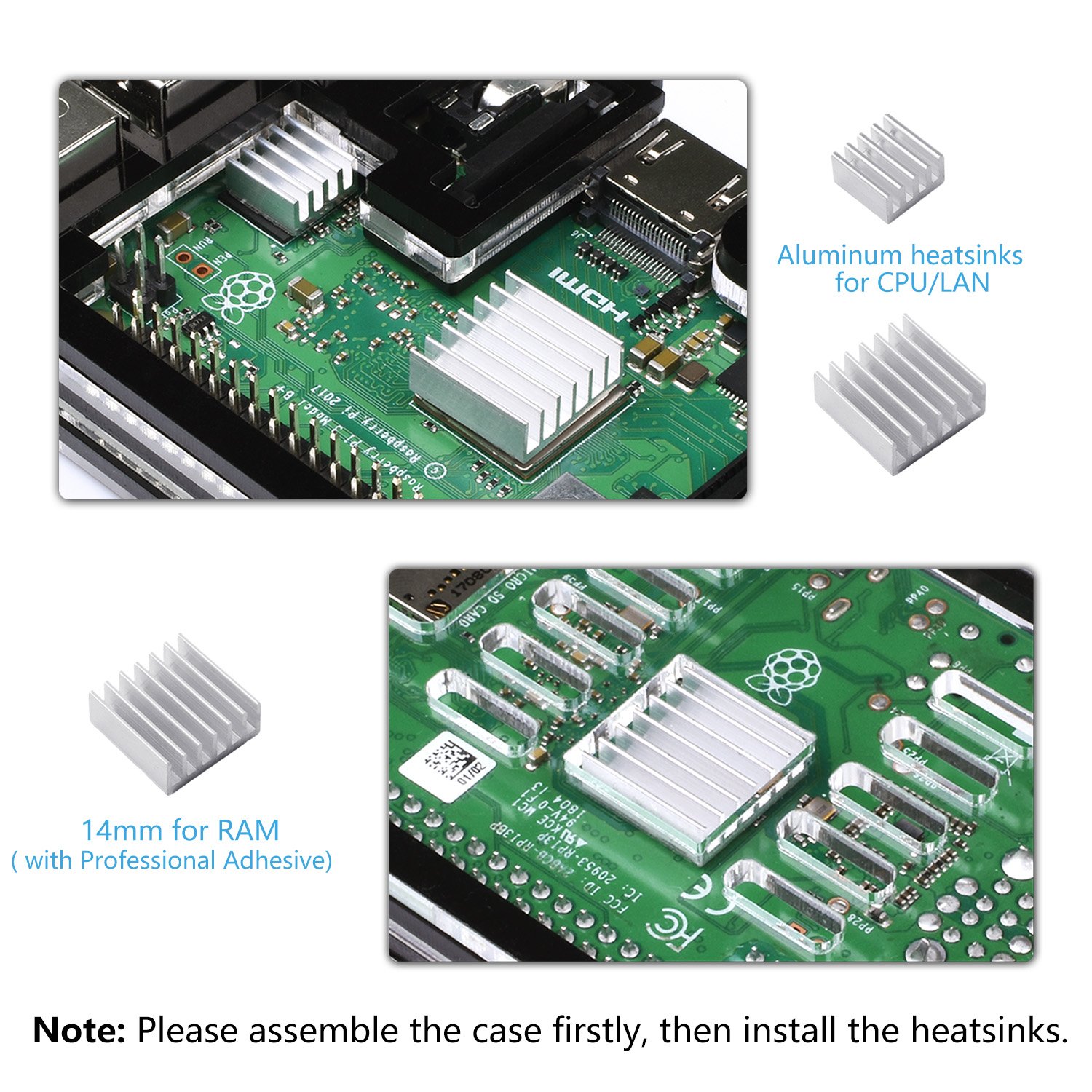 Smraza Raspberry Pi 3 B+ Case with Fan, 5V 2.5A Power Supply and 3 Heat Sinks for Raspberry Pi 3 Model B+ (B Plus), 3B, 2B