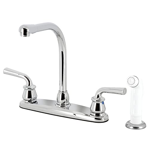 Kingston Brass KB711RXL Restoration 8-Inch Centerset Kitchen Faucet with White Sprayer, Polished Chrome