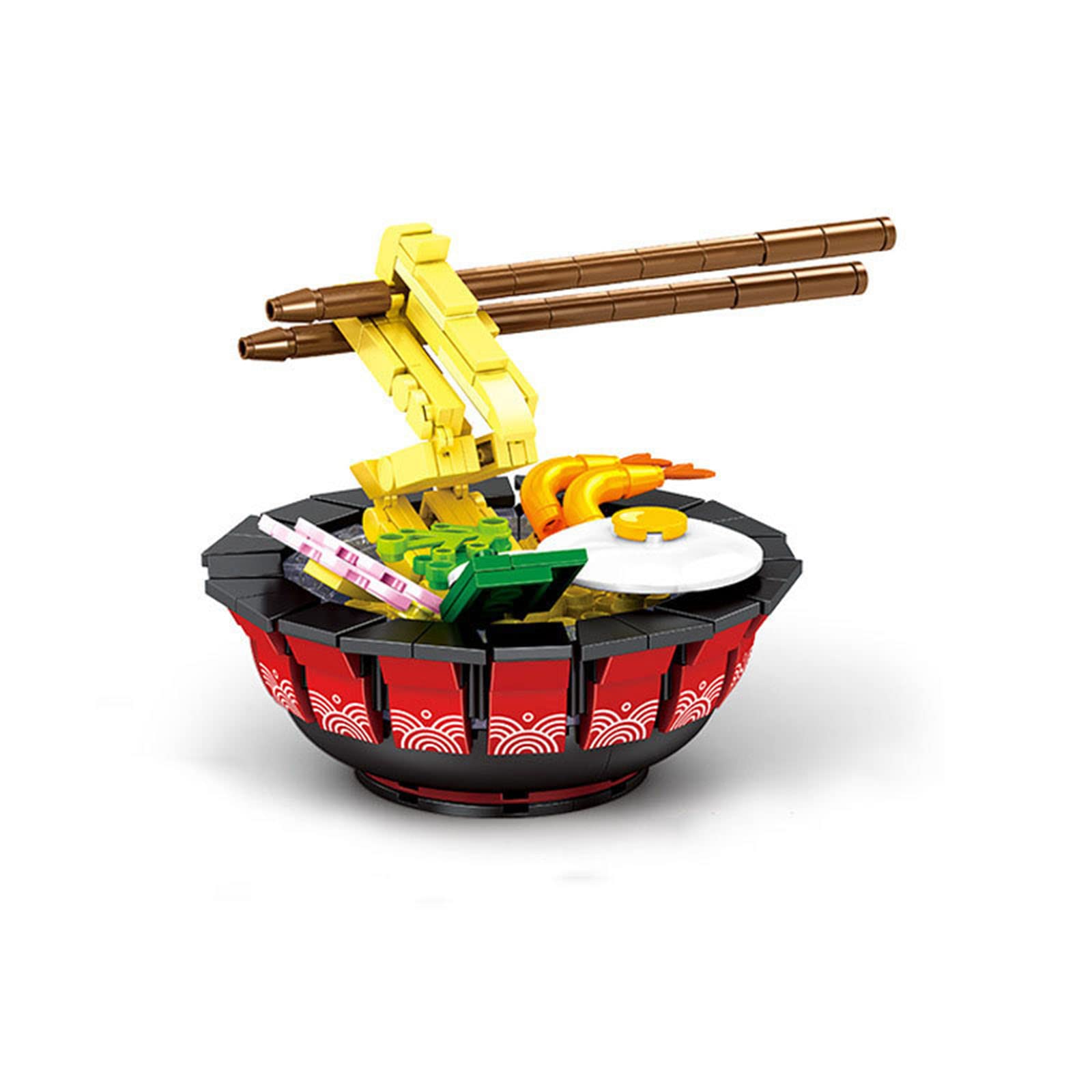 ANGFJ Ramen Building Kit,Japanese Food Lamian Noodles Building Blocks Model Set, Compatible with Main Brand Blocks (372 PCS)