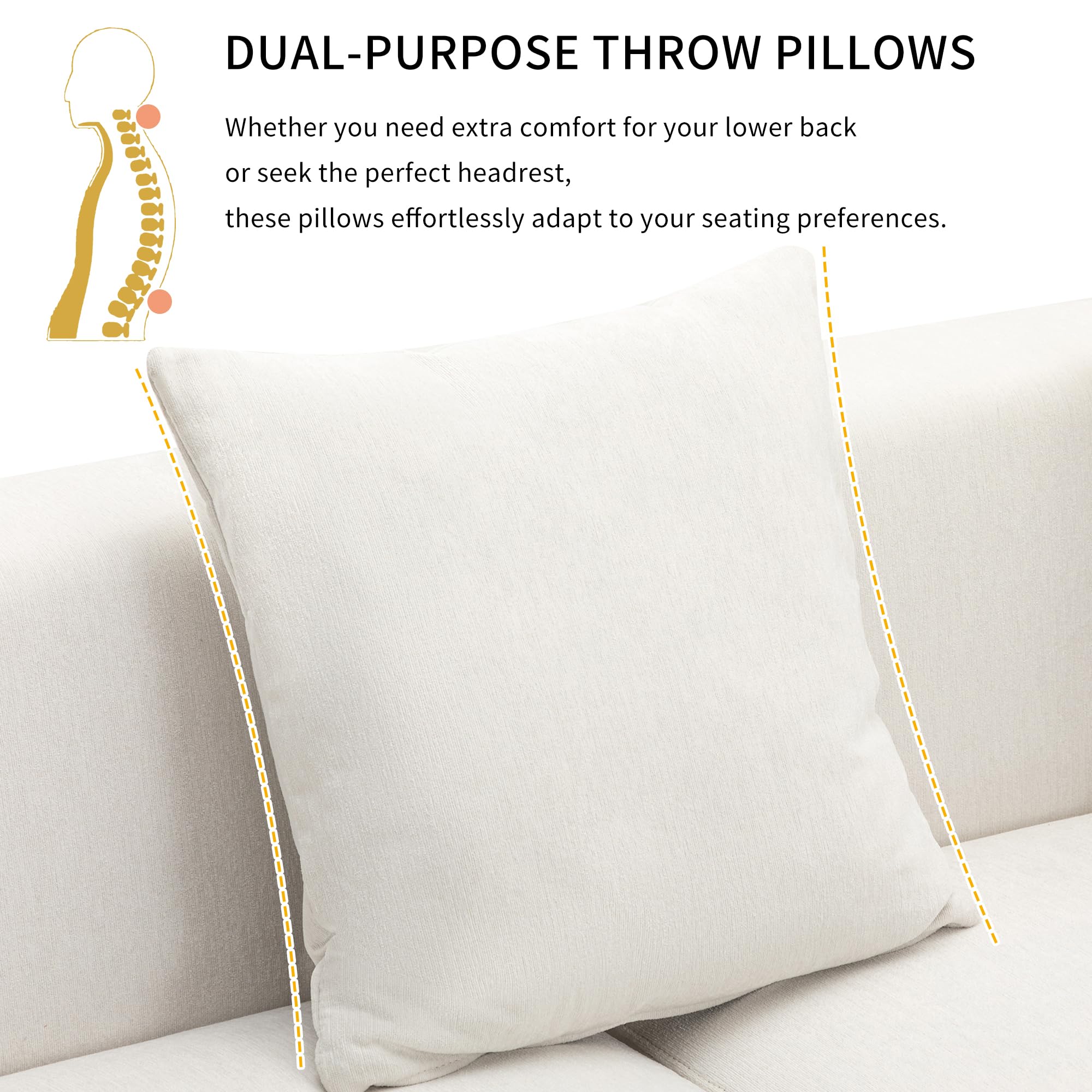P PURLOVE 110.2 Inch Modern Sectional Sofa Couch,L Shape Chenille Sofa Couch with 2 Pillows,Modern Minimalist Style Couch for Apartment, Living Room,Beige Sofa Sectional