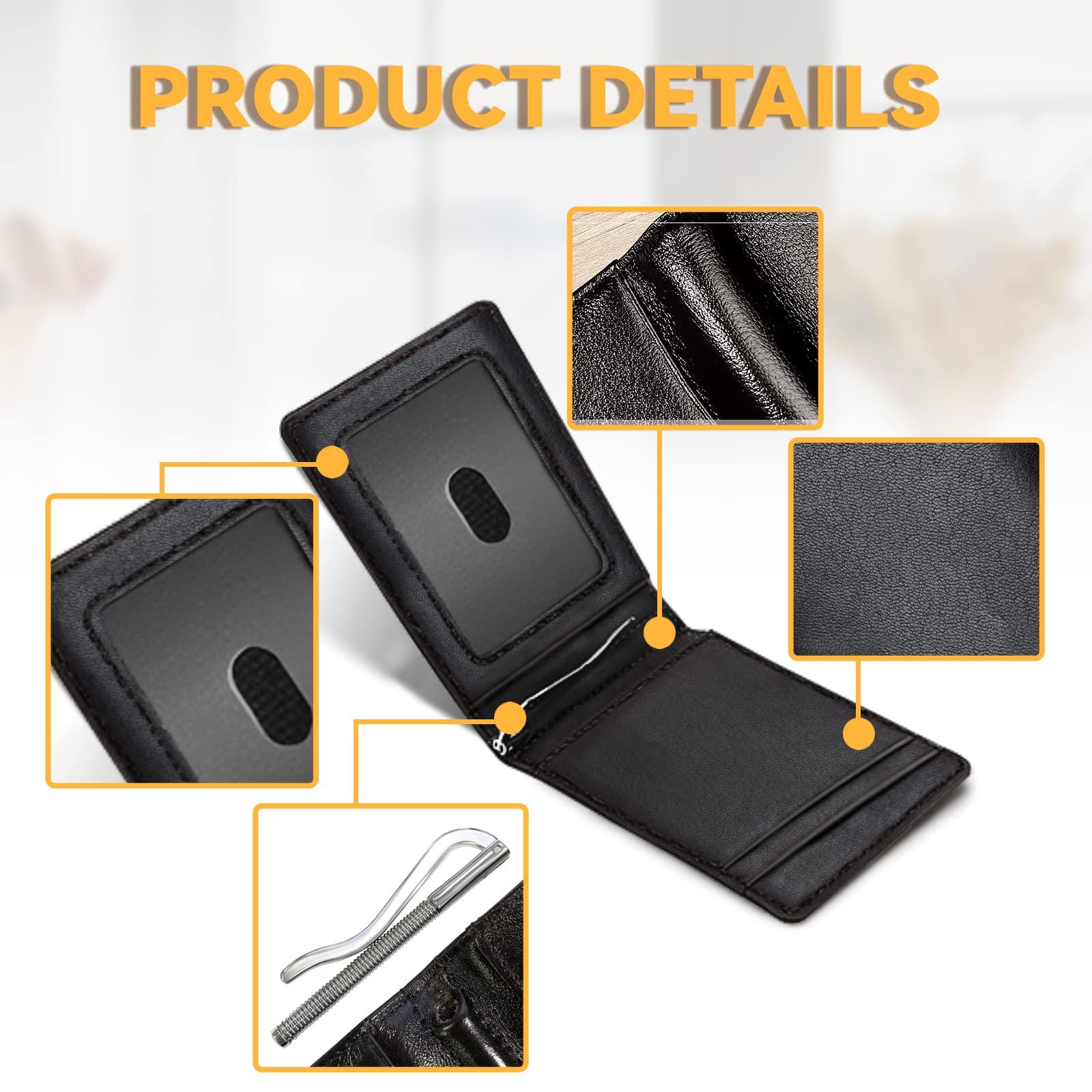 Andiit Genuine Leather Front Pocket Wallets for Men RFID Blocking Slim Bifold Thin Credit Card Holder Case Minmalist with Money Clip (1-Coffee)