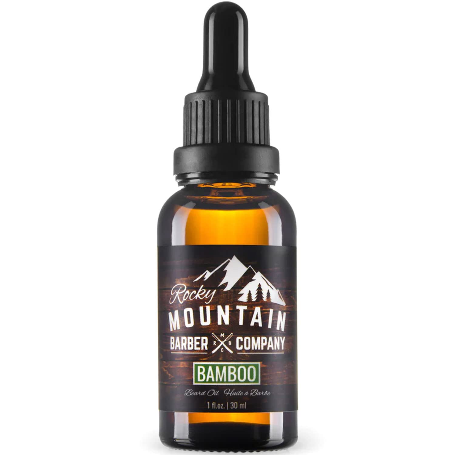 Rocky Mountain Barber Company Men's Bamboo Beard Oil with Grapeseed Oil, Coconut Oil, Argan Oil and Bamboo Scent