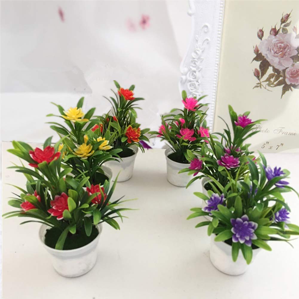 Galand Plastic Artificial Fake Lotus Flower Potted Plant Bonsai Wedding Party Garden Home Decor Table Centerpieces,for Home Office Party Decor Red