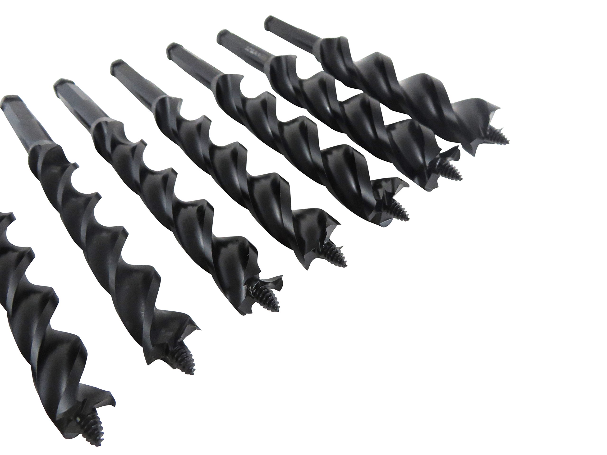 WoodOwl 11 Piece Set with Sizes 3/8" to 1" by 1/8ths x 7-1/2” Long Ultra Smooth Tri Cut Auger Hand Brace Boring Bit PTEE coated 09703 to 09713x1/8