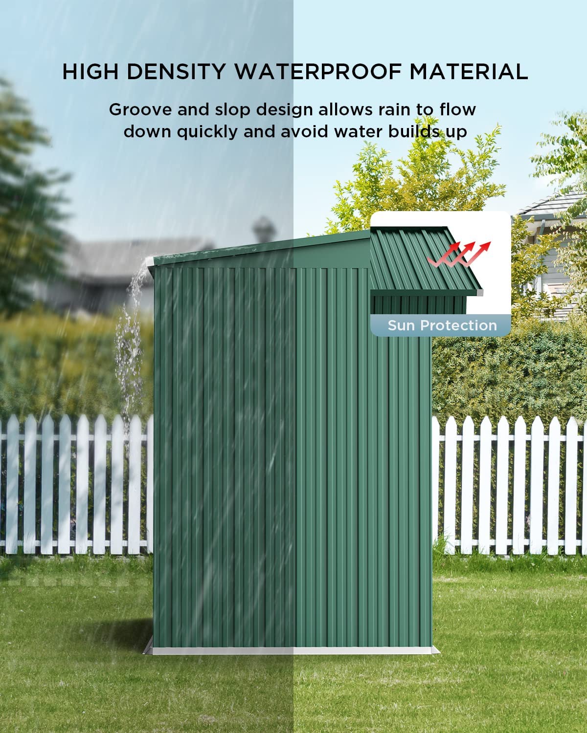 Bealife 6' x 4' Outdoor Storage Shed Clearance, Metal Outdoor Storage Cabinet with Double Lockable Doors, Waterproof Tool Shed, Backyard Shed for Garden, Patio, Lawn (Green)