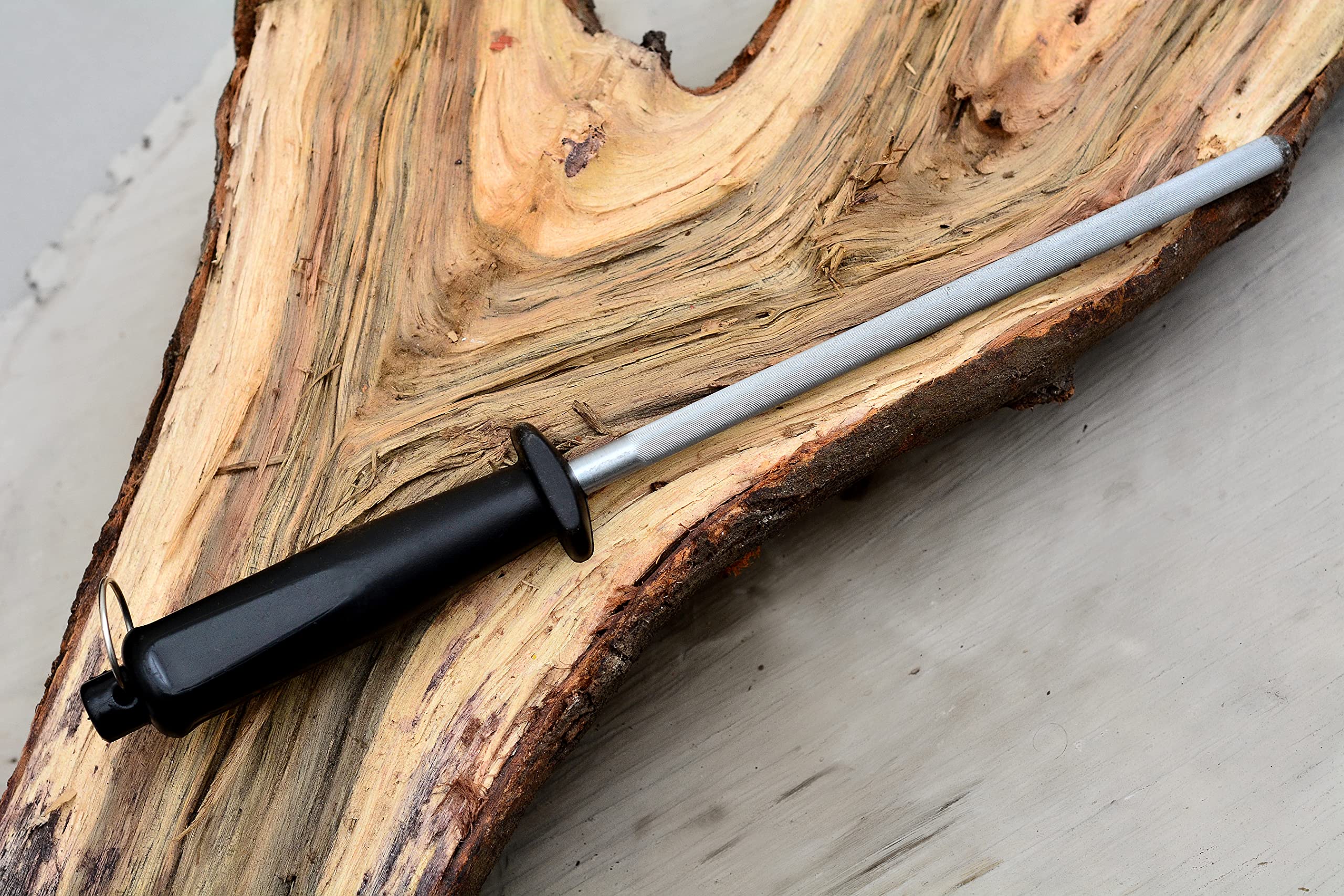 ALZAFASH Handmade Tracker Knife with Honing Steel, Hunting Knife with Sharpening Steel