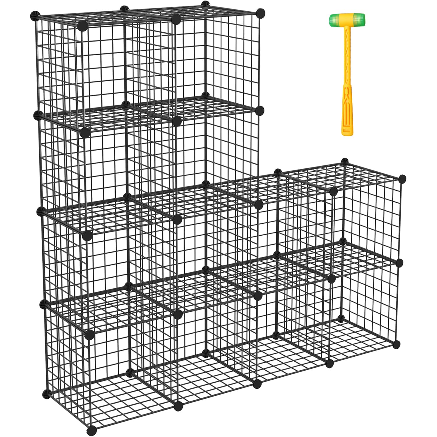 TUMUCUTE Wire Storage Cubes, Metal Storage Shelves Bookshelf, Stackable Modular Closet Organizer for Bedroom Living Room, Office, Black (12 Cubes, Iron)