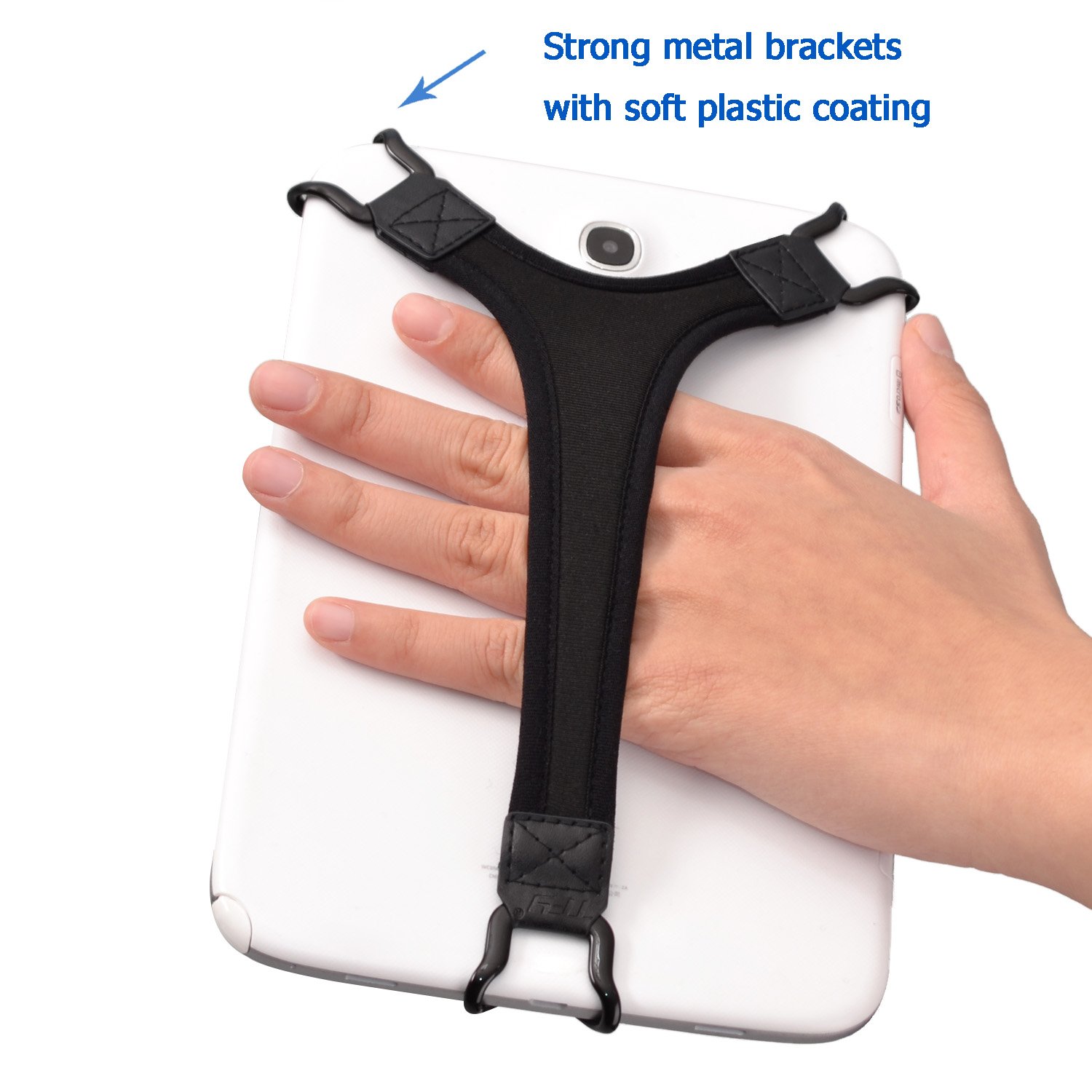 TFY Security Hand Strap Holder Finger Grip for Tablet - Compatible with Fire 7 Inch/Fire HD 8 / iPad Mini/Galaxy Tab S 8.4 / Galaxy Tab 2/3 / 4 / Galaxy Tab 7.7 (Black)