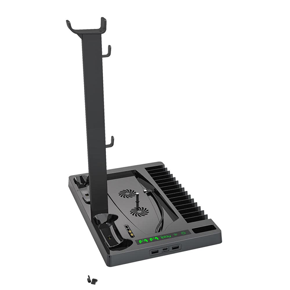 Game Console Cooling Base Handle Holder Charging Stand Multifunctional Charging Cooling Fan Storage Bracket Summer Father'S Day Gift-black