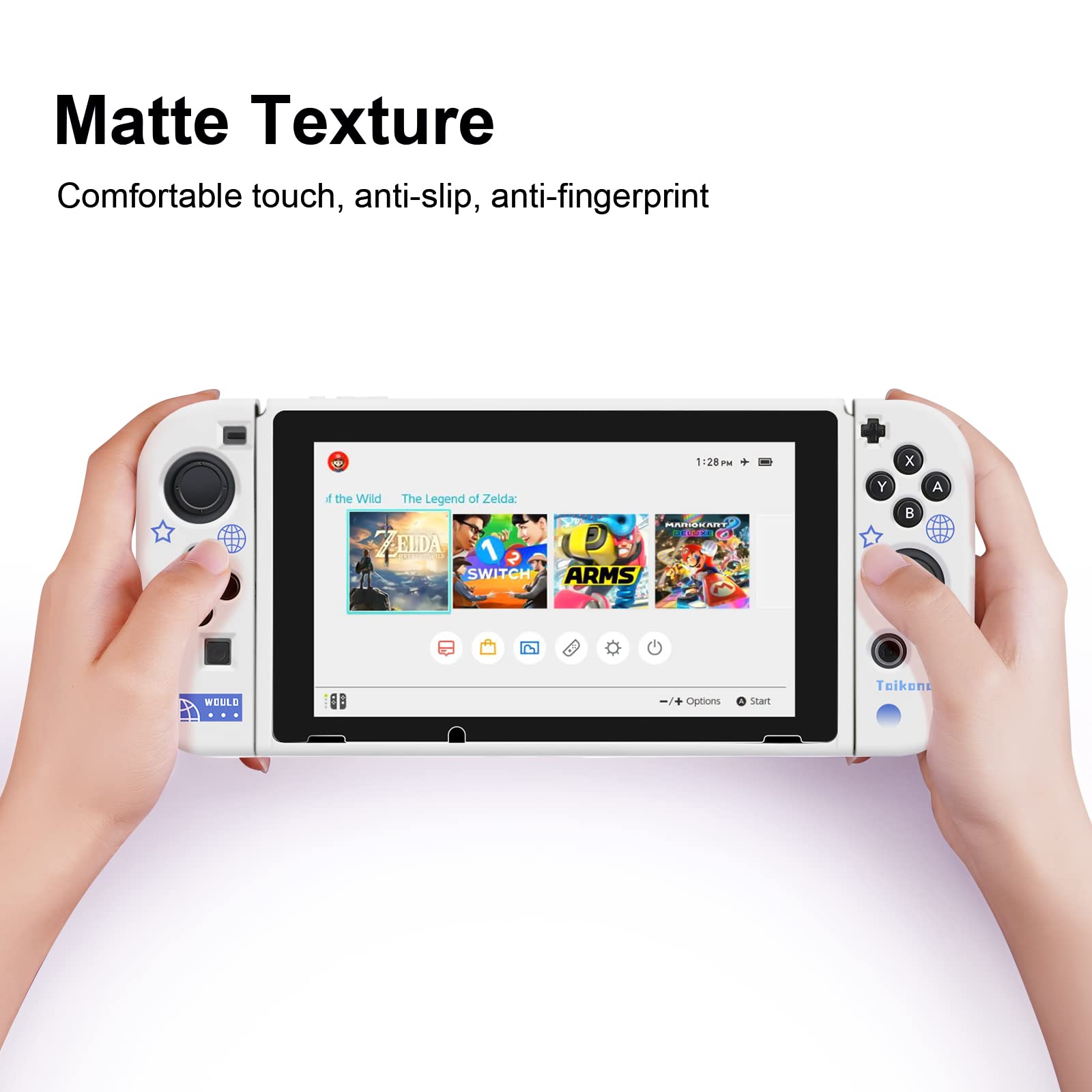 JINGDU Soft Protective Case Compatible with Switch Console and Joy-Cons, Thin, Slim, Light, Switch can be Inserted in Dock with Shell, Only for NS(Not for OLED Model), Q Astronaut, White
