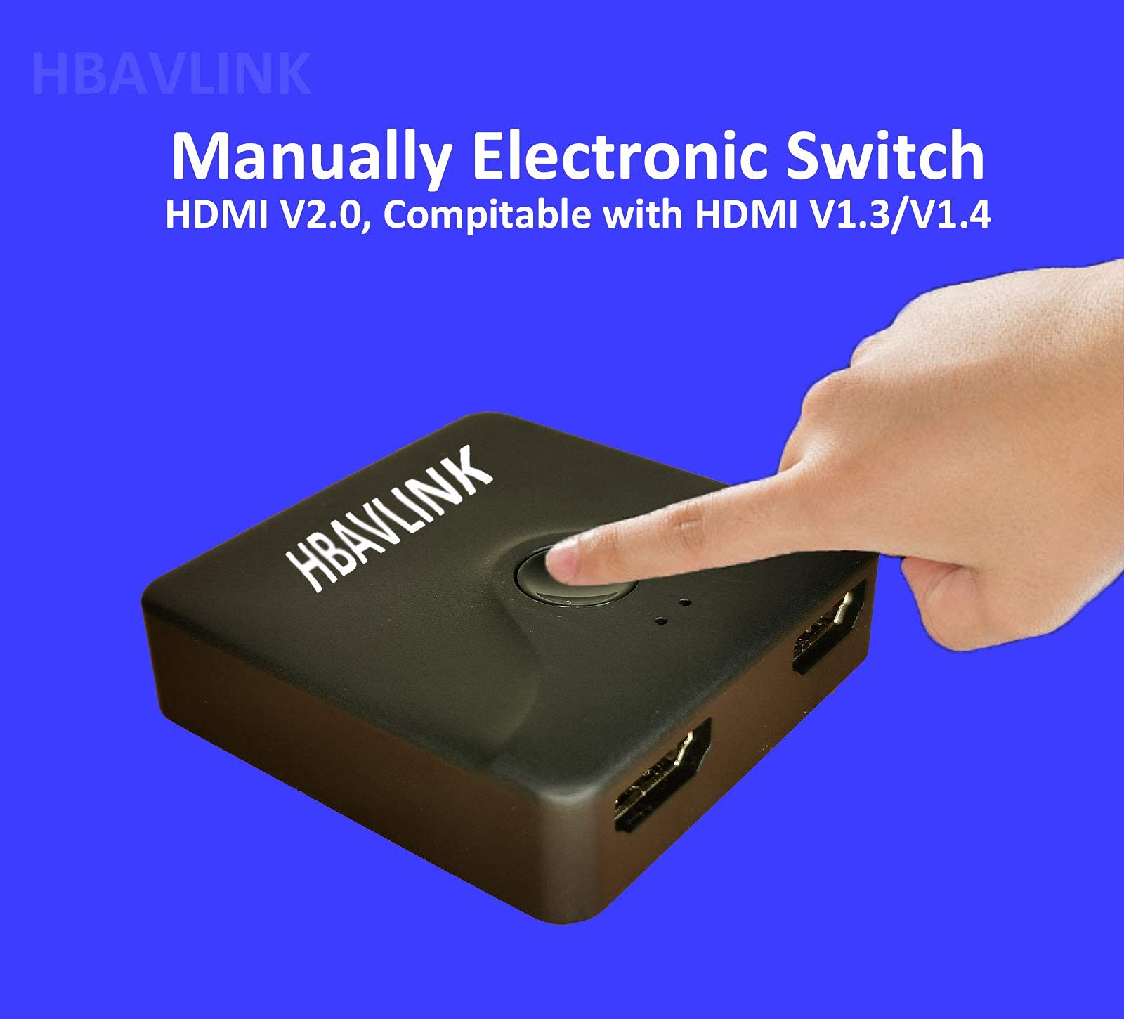 HDMI Switch 4K 60Hz - HBAVLINK HDMI Selector Switch Box HDMI Splitter 2 in 1 Out, No External Power Required, for Roku/PS5/Xbox/Netendo Switch/Fire Stick/Apple TV (HDMI Cable NOT Include)