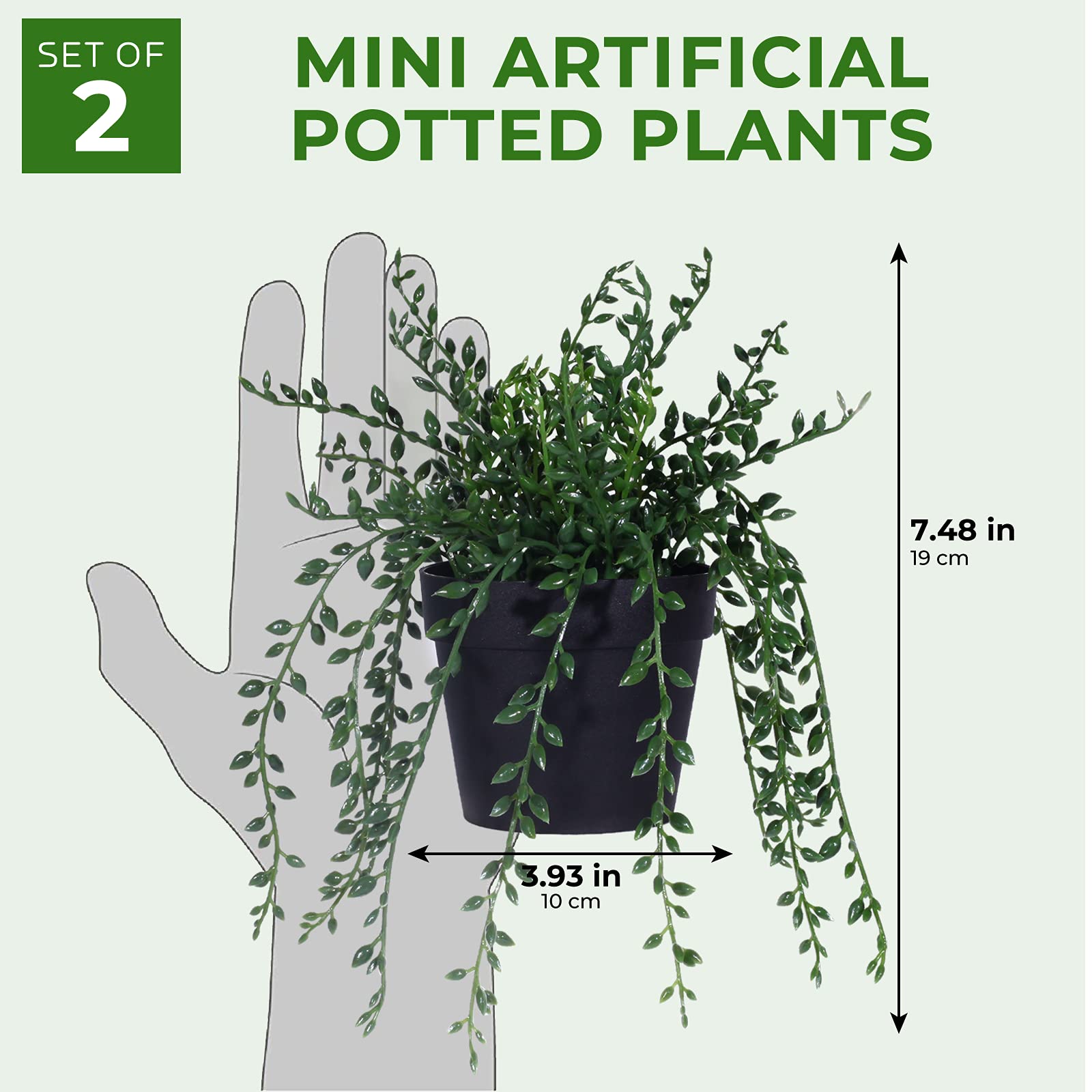 HUANGXIN Fake Plants Artificial Succulents Planters Realistic Faux Plant Mini Potted String of Pearls for Home Garden Office Decor
