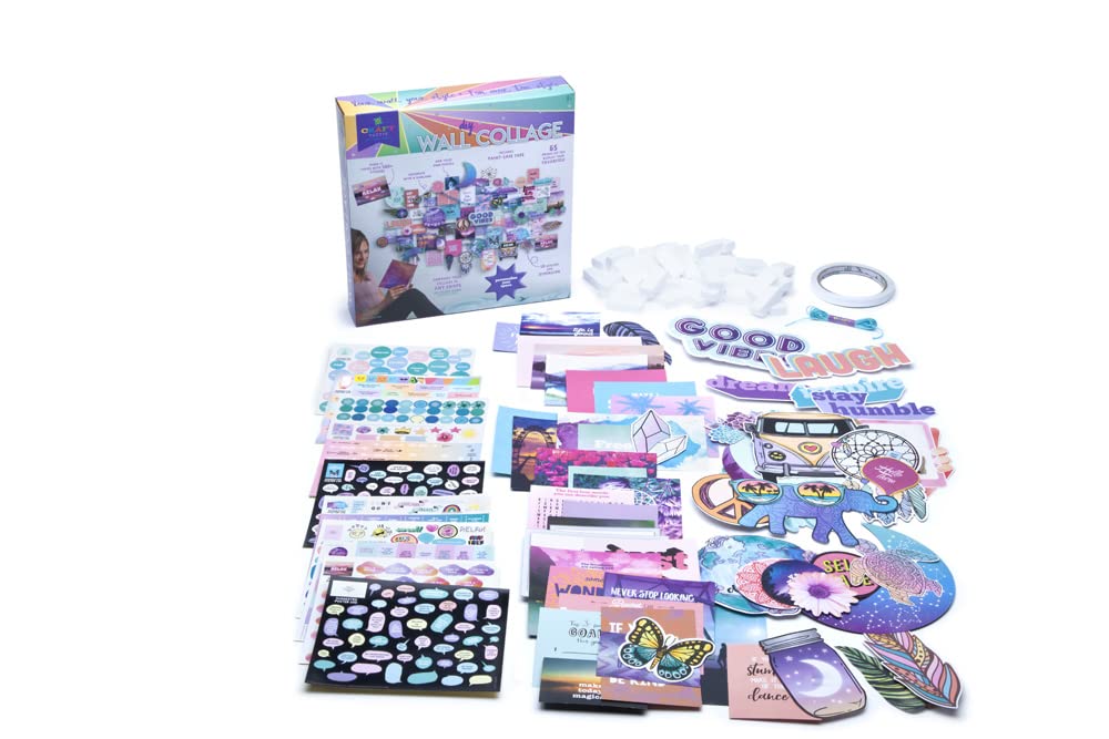 Craft-tastic Customizable Wall Collage – DIY Arts & Crafts Kit – Personalize Your Wall, Mirror, Window, or Door with 200 Prints, Inspirational Quotes, Stickers, and More