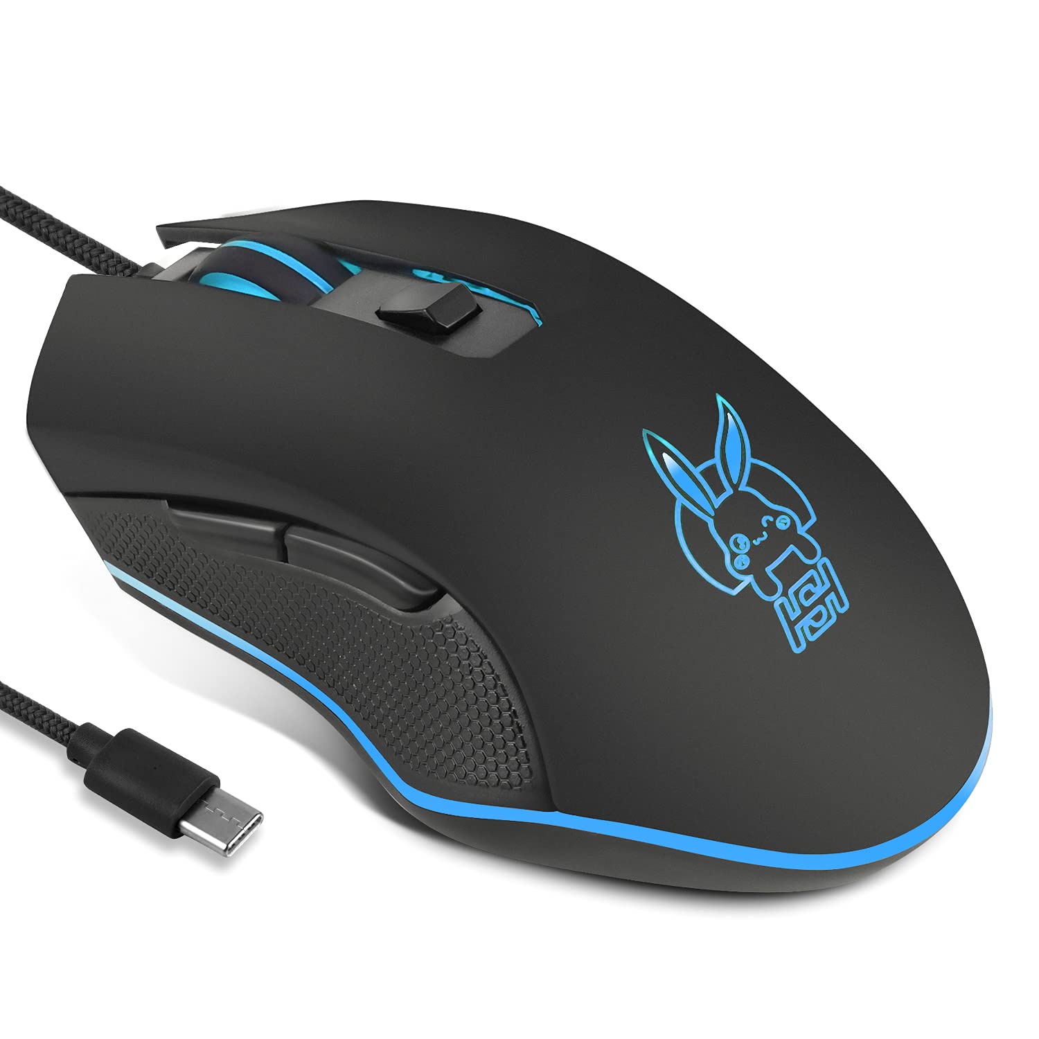 Huifen Wired USB C Gaming Mouse, Silent RGB Gaming Mice 7 Colors Backlit, 2400 DPI, Type C RGB Wired Mouse Gaming for Office Home PC and Notebook and All Type-C Device (Pink) β¦