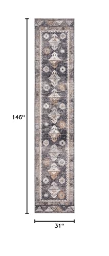 Unique Loom Eco Southwestern Collection Area Rug - Springdale (Runner 2' 7" x 12' 0", Charcoal Gray/Ivory)