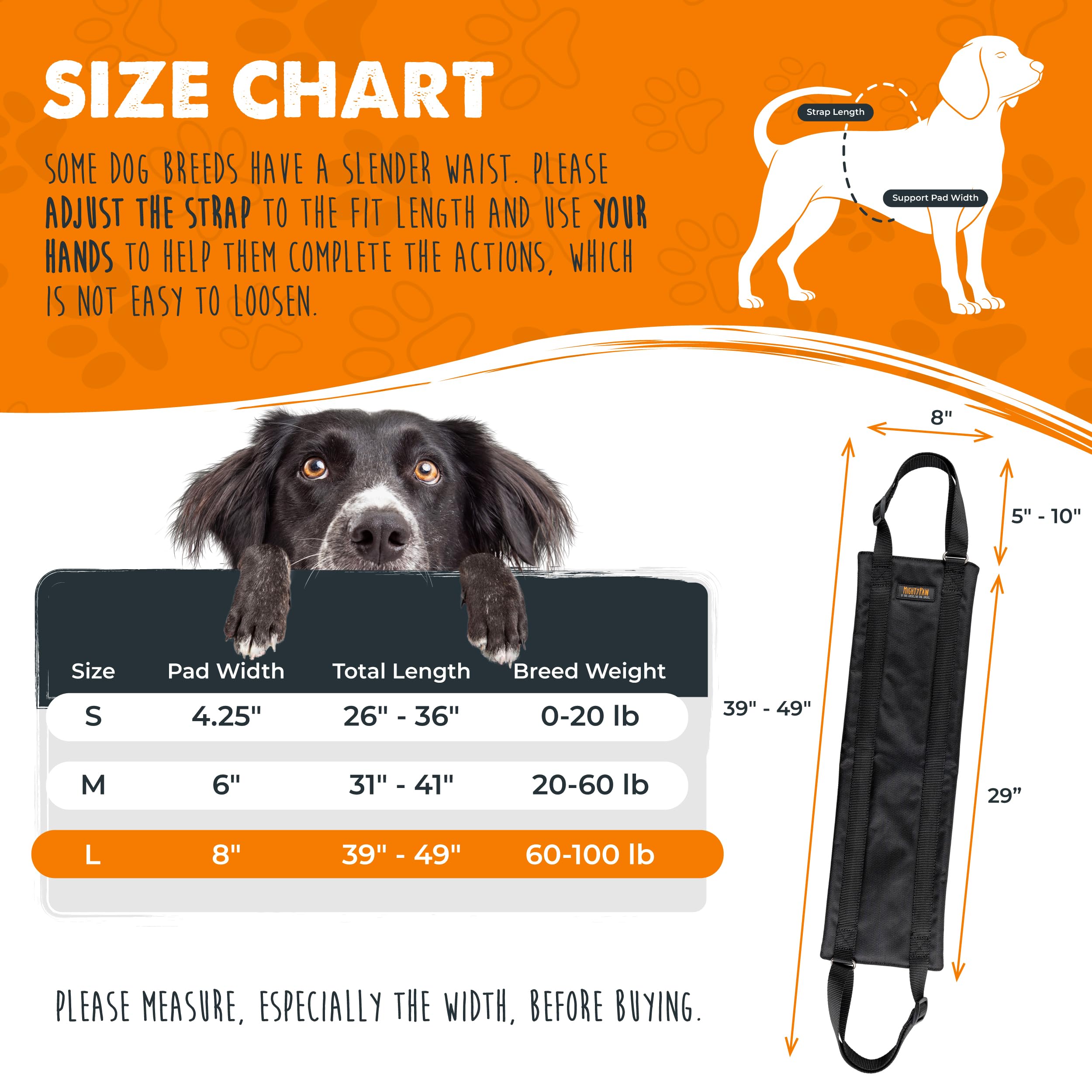Mighty Paw Dog Lift Harness - 0-20 lbs Dog Hip and Hind Leg Support Sling - Comfortable Assistance for Elderly or Injured Dogs with Hip and ACL Brace - Back Support Harness Carrying Sling - Small