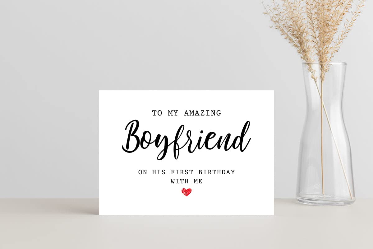 Emily gift Birthday Card For Boyfriend - First Birthday Together - Happy Birthday Card For Boyfriend - To My Amazing Boyfriend On His Birthday Card