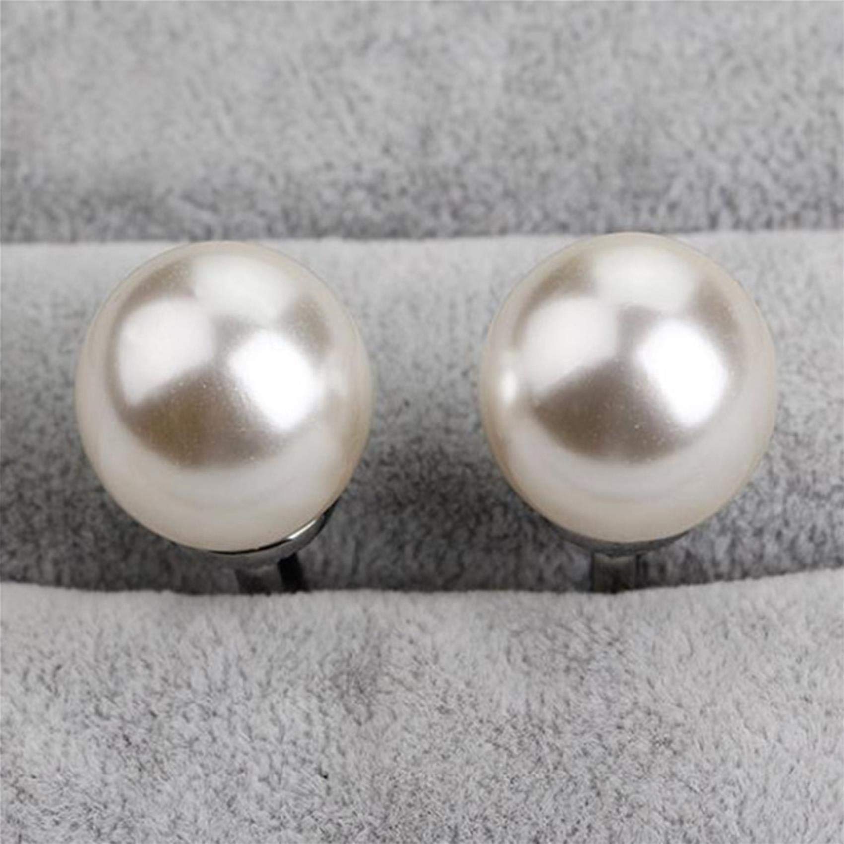 Atmneris Woman Men's Simulated Pearl Cufflinks and Studs for Shirts Business Wedding Formal Suit Cuff Link,Silver