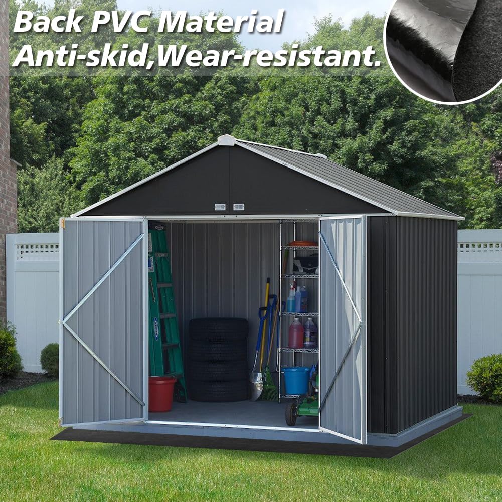 Hokoad 5.3 x 3.3 FT Outdoor Storage Shed Floor Mat, Waterproof Storage Shed Flooring Mat Anti-Slip Patio Furniture Floor Mat Washable with Non Slip Backing
