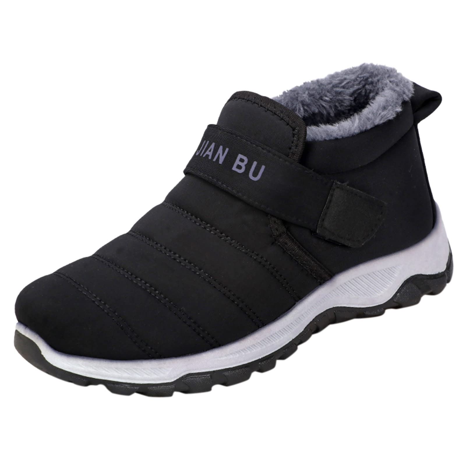 Ankarnis Fashion Winter Men Snow Boots Thick Soled Non Slip Solid Color Slip On High Top Plush Warm Mens Zipper (AE-Black, 10.5)