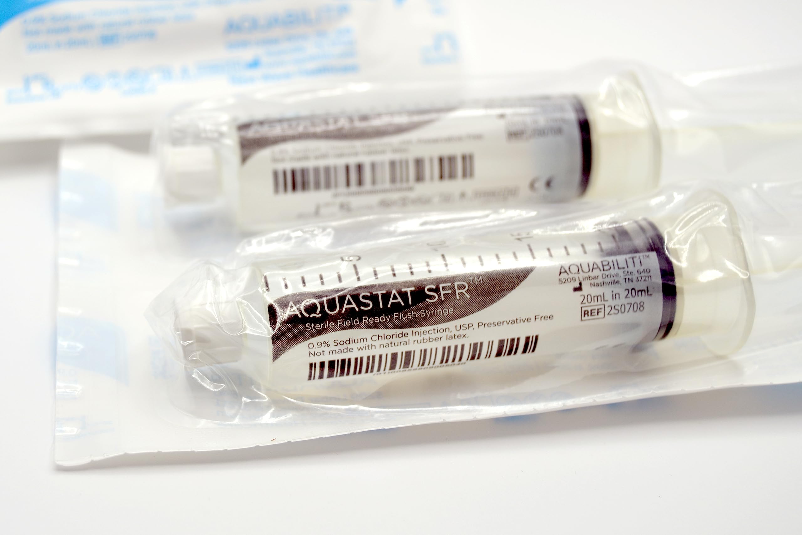 Aquabiliti Aquastat Prefilled Flush Syringe with 0.9% USP Sodium Chloride (Normal Saline)- Sterile Field Ready (80, 20 ml in 20ml) (Luer Lock)