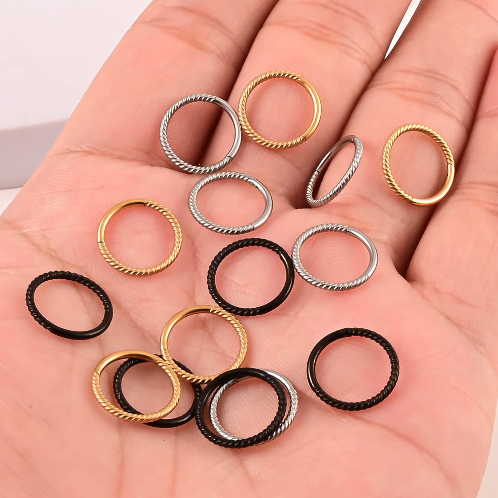 Atomhole 10 Ear Rings Set Hypoallergenic Stainless Steel Ear Gauges 2g 0g Plugs for Ears Body Piercing Jewelry (5 Basic + 5 Spiral, Silver)