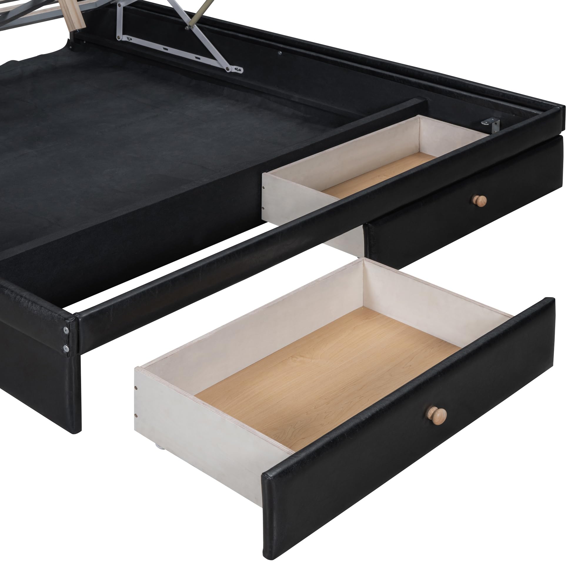 Bellemave Lift Up Storage Bed Frame Queen Size with 2 Drawers, PU Leather Upholstered Platform Bed Frame with Hydraulic Storage System and Headboard, for Teens Adults (White, Queen)