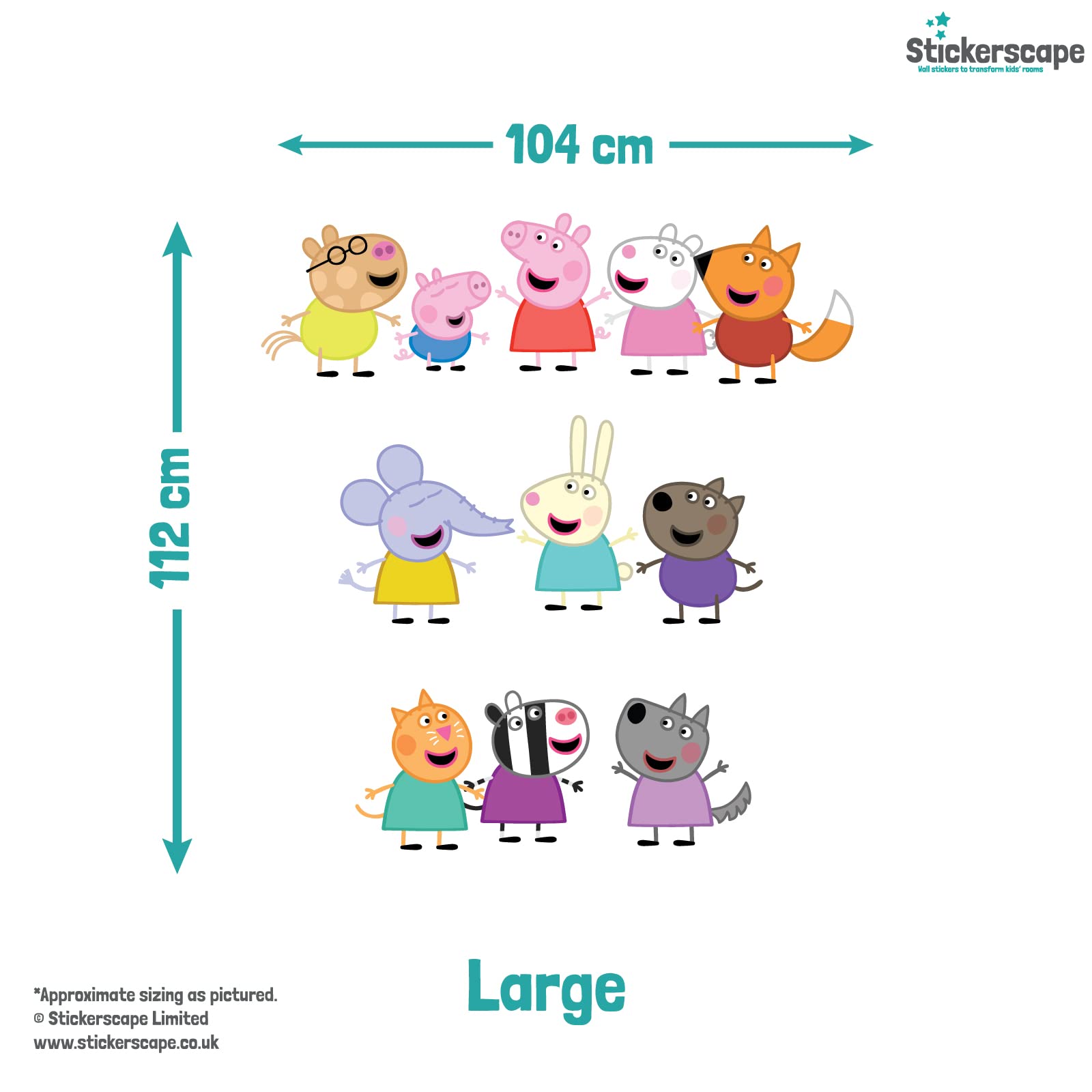 Peppa Pig's Friends Wall Stickers Set (Large Size) | Official Peppa Pig Wall Stickers Range
