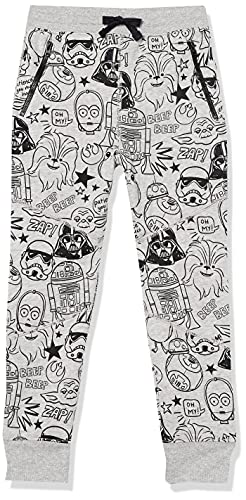 Amazon Essentials Disney | Marvel | Star Wars Boys' Zip-Pocket Fleece Jogger Pants (Previously Spotted Zebra), Grey Star Wars Doodle, XX-Large