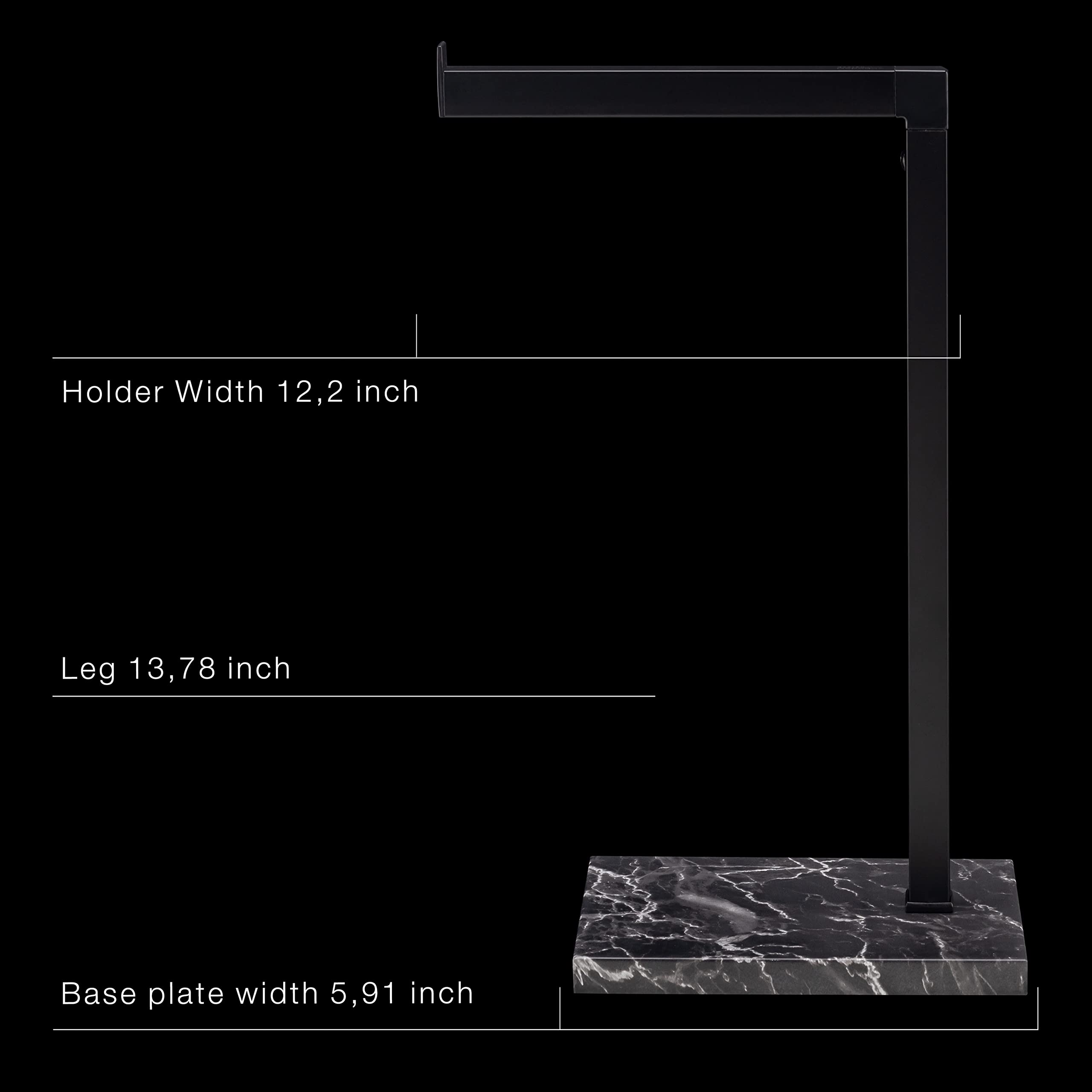 Debodda Modern Hand Towel Stand for Bathroom, Kitchen or Vanity, Height 13.78”, Free Standing Countertop Rack with Marble Balanced Base, Perfect Hand Towel Holder, Dual Washcloth Display, Black Marble