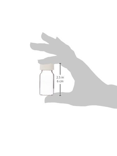 JG Finneran 9-088-3 Clear Borosilicate Glass Precleaned and Certified VOA Vial with White Polypropylene Solid Top Closure and PTFE Lined, 24-400mm Cap Size, 20mL Capacity (Pack of 100)