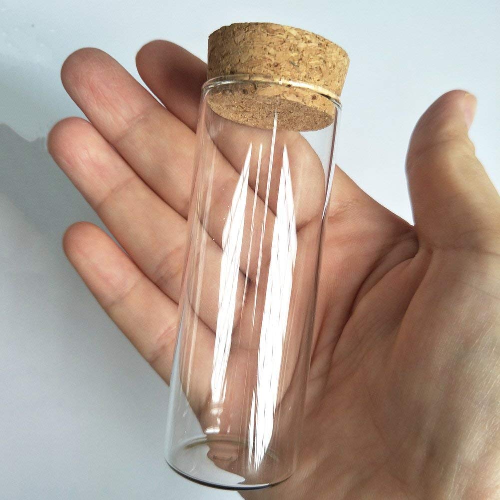 Luo House 10pcs 40ml Small Mini Glass bottles Vials Jars Glass Test Tube with Cork Stoppers 40ml 30x80mm(1.18x3.15inch)