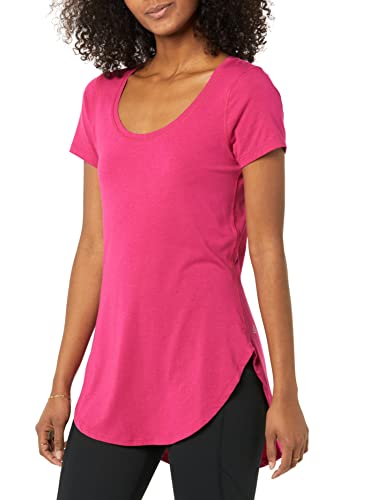 Amazon Essentials Women's Soft Cotton Standard-Fit Extra-Long Tunic Yoga T-Shirt (Available in Plus Size) (Previously Core 10), Fuchsia, X-Large