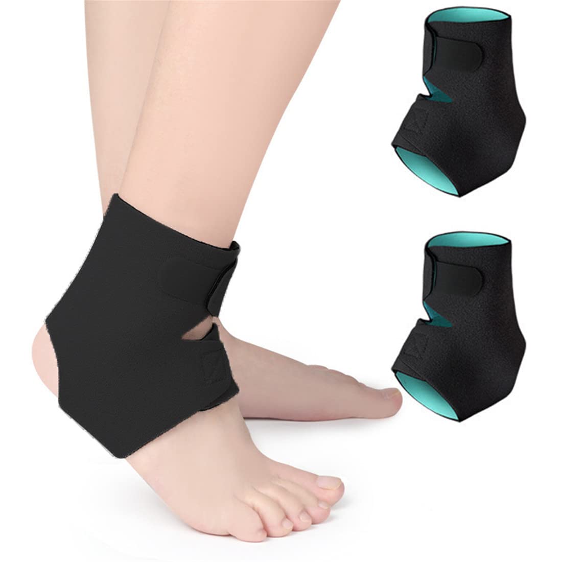 Ankle Support Brace Sleeves, 1 Pair Comfortable Ankle Brace Stabilizers with Adjustable Wraps, Breathable Ankle Bandages Protectors Guards for Sports, Joint Pain Relief, Injury Recovery (Black, L)