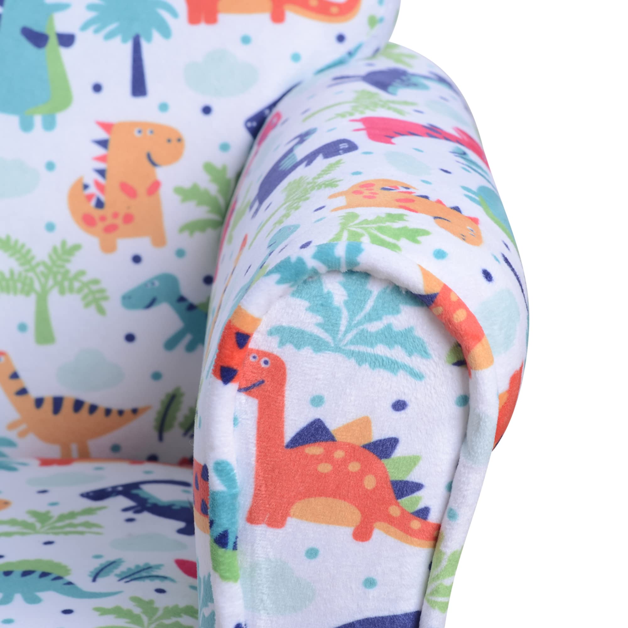 Qaba Kid's Sofa Chair with Dinosaur Design and Thick Padding, Flannel-Covered Toddler Armchair for Bedroom, Playroom