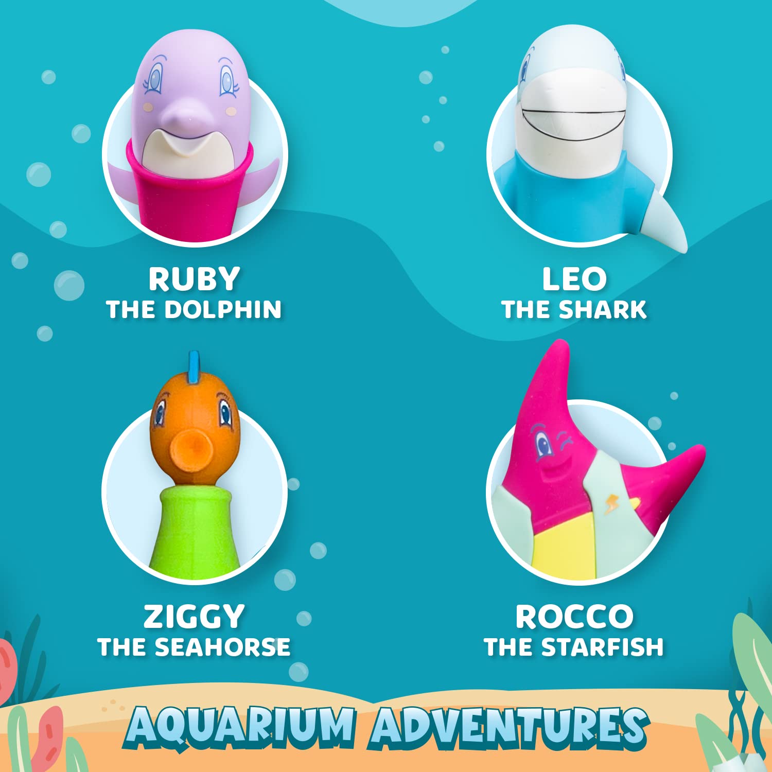 AquaSonic Kids Brush Head Replacement 2-Pack for Aquarium Adventures Sonic Electric Toothbrush for Ages 3 and Up