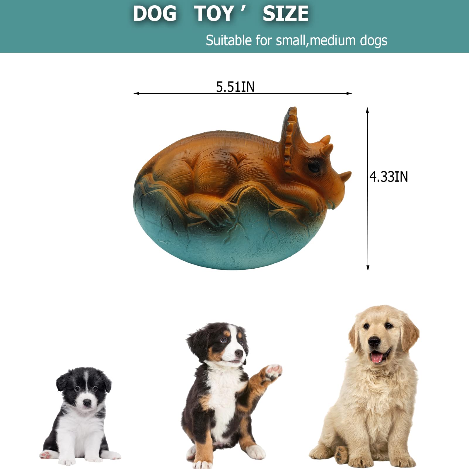 Jumbostone Squeaky Latex Dinosaur Egg Dog Toy, Soft Rubber Puppy Chew Squeaky Toys,Fetch Interactive Play Balls Toy for Puppy Small Medium Large Pets Dog
