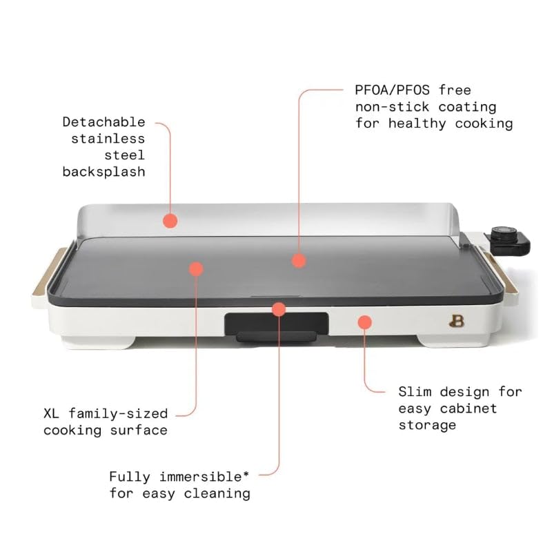 Beautiful 12" x 22" Extra Large Electric Griddle - Non-Stick Coating, 1500W Heating, Family-Sized Cooking Surface