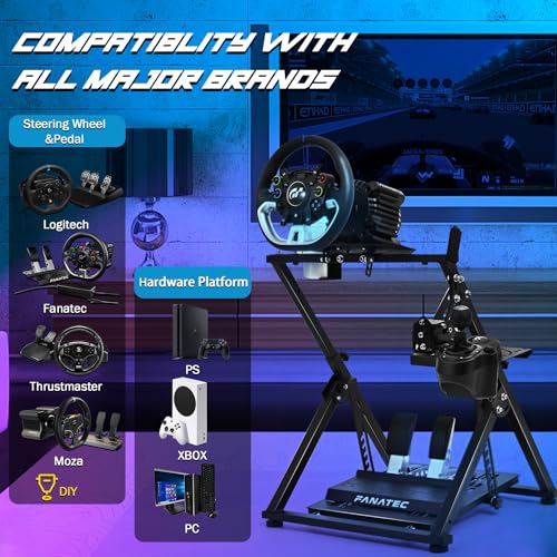 Anman Racing Simulator Cockpit with Water Cup Holder Fit for Logitech Thrustmaster G29 G920 G923 T128X T248 T300 Steering Wheel Stand,Handbrake/Pedals/Wheel/Seat NOT Included
